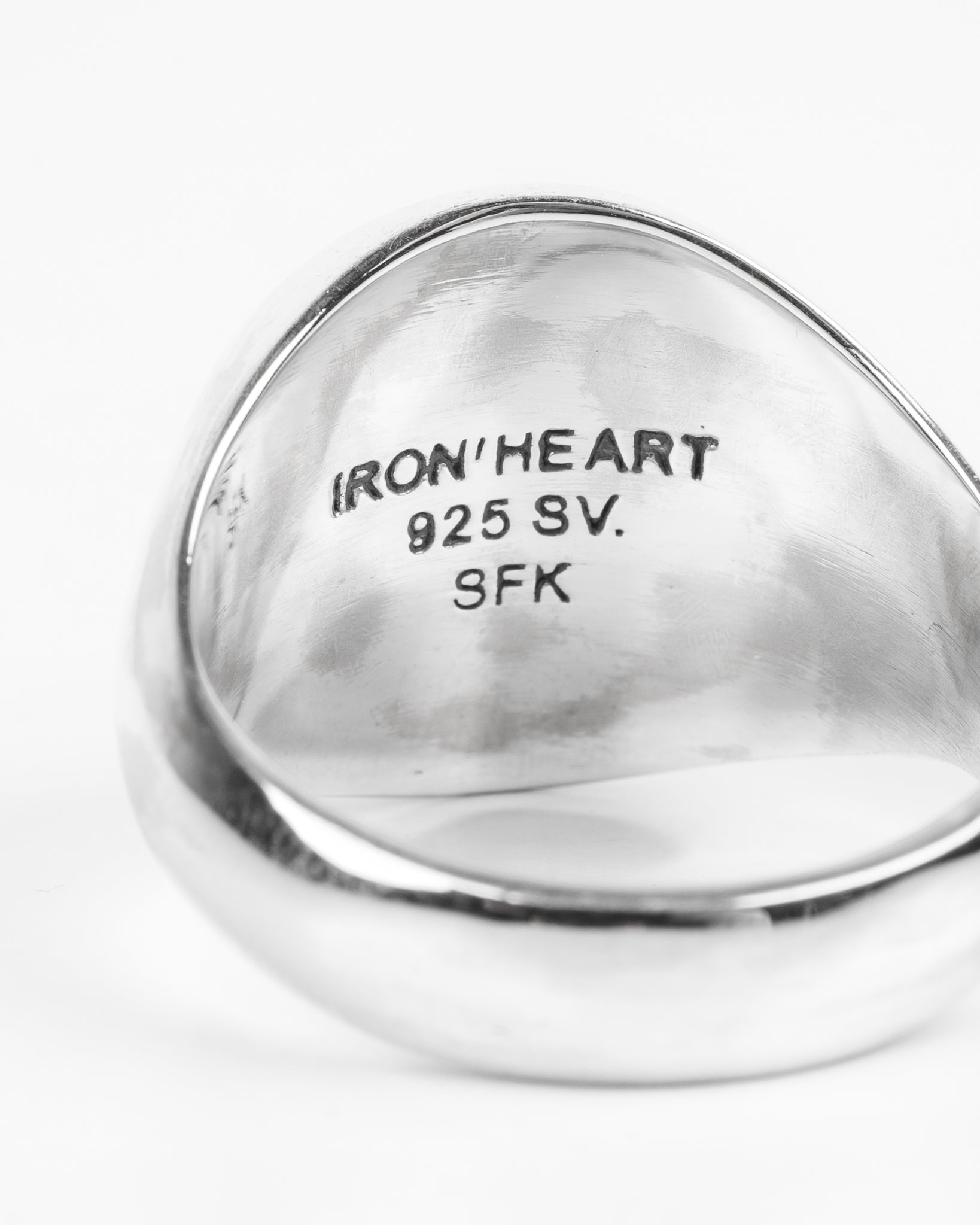 Iron Heart 0.925 Sterling Silver Button Ring