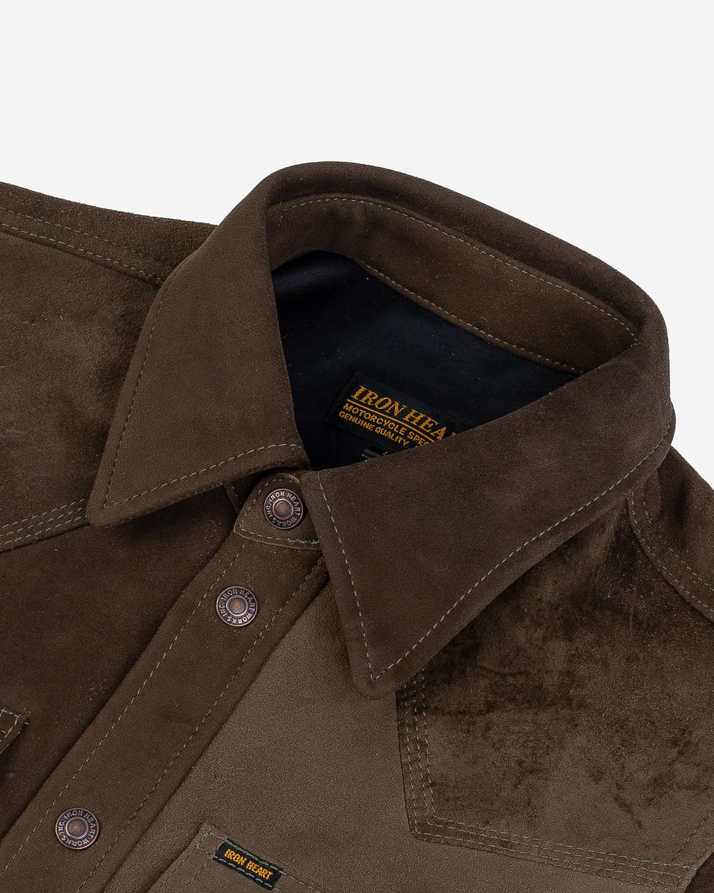 Iron Heart Deerskin Western Shirt 'The Big Buck' - Olive